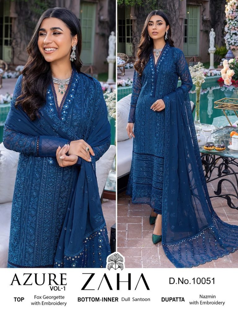 Buy Online Zaha Azure Pakistani Salwar Suits - Free COD🛒