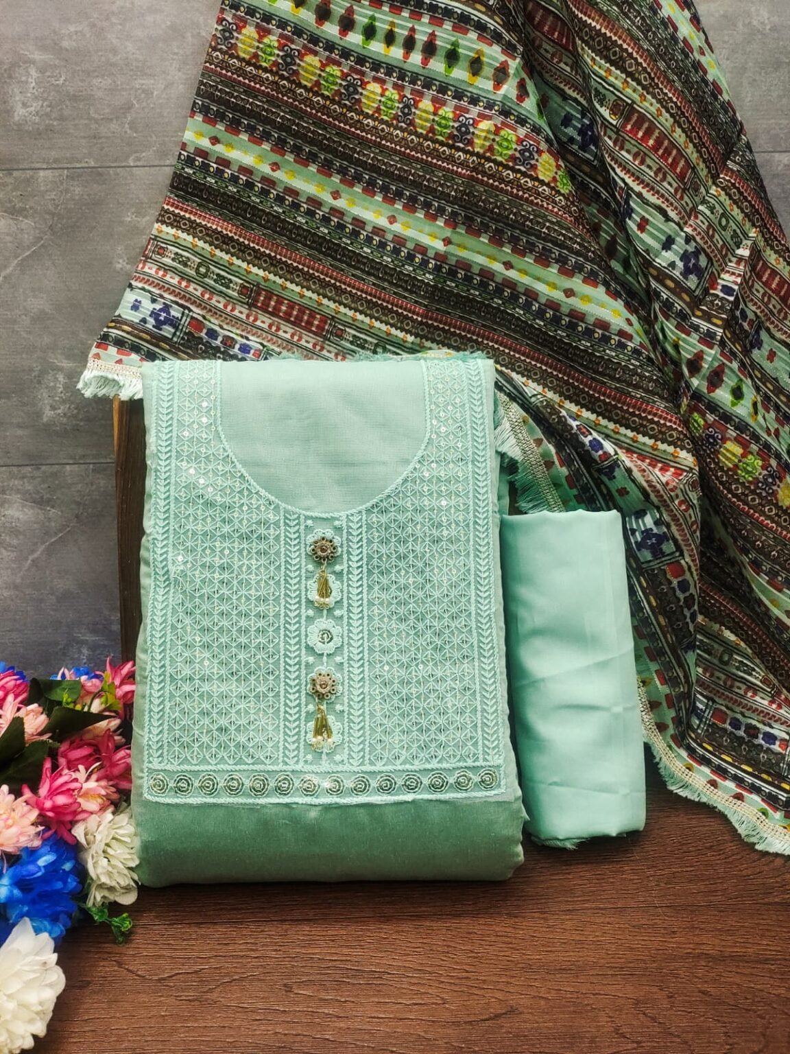 Premium Roman Silk Wholesale Dress Material - High-Quality Cott